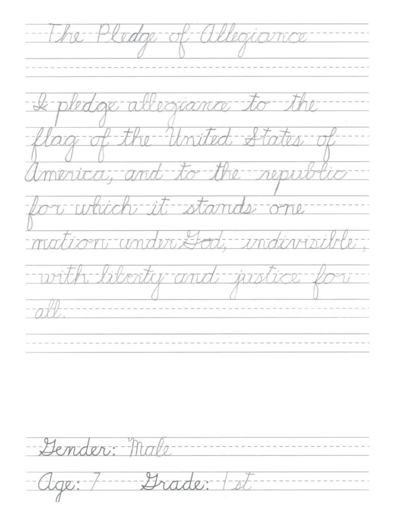 Student Cursive Writing Samples – New American Cursive