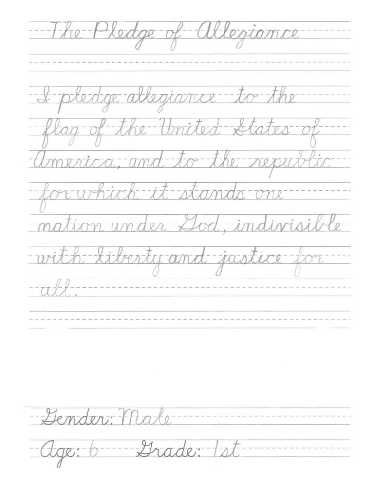 Student Cursive Writing Samples New American Cursive