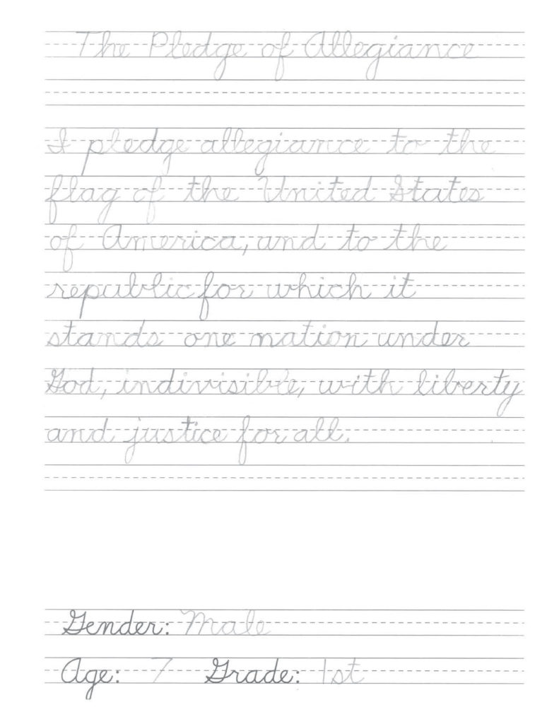 Student Cursive Writing Samples – New American Cursive
