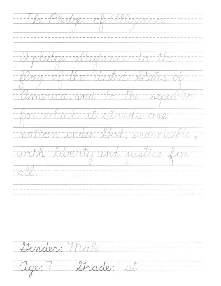 Student Cursive Writing Samples – New American Cursive