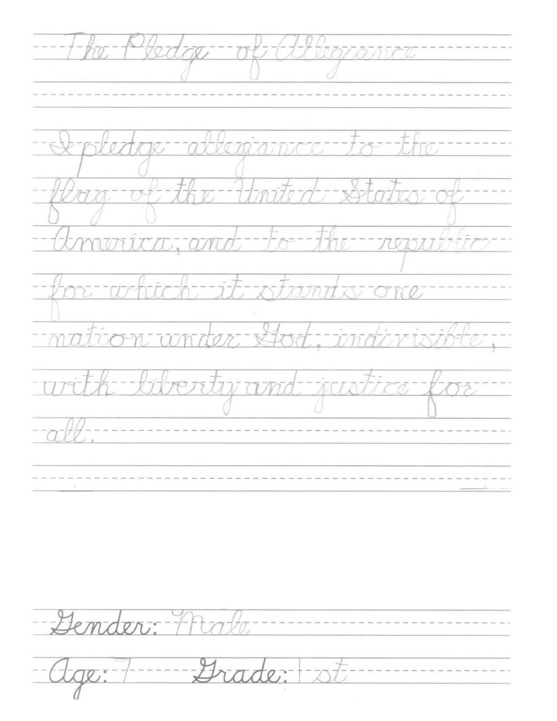 Student Cursive Writing Samples – New American Cursive