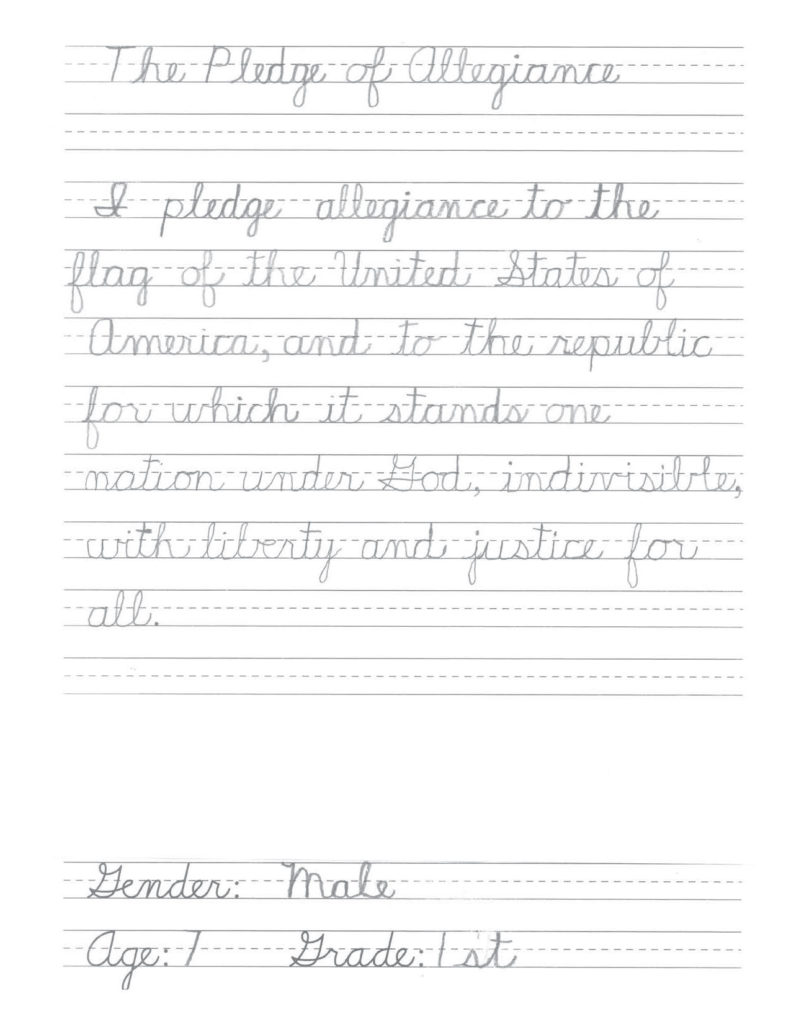Student Cursive Writing Samples – New American Cursive