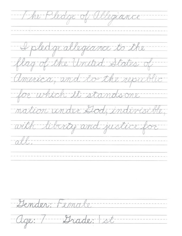 Student Cursive Writing Samples – New American Cursive