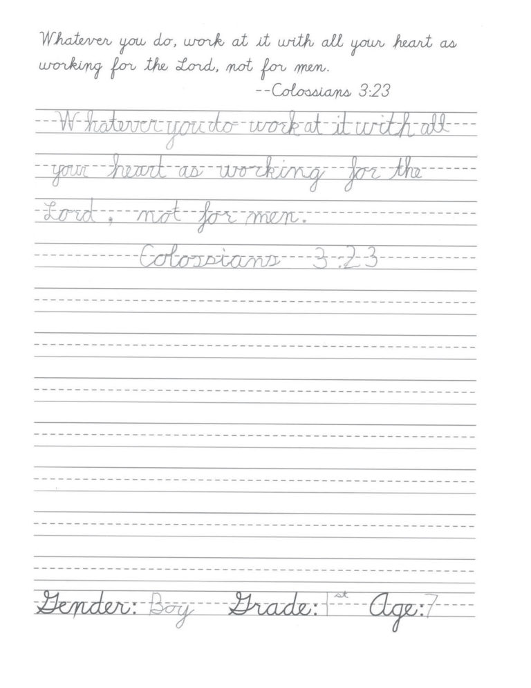 Student Cursive Writing Samples – New American Cursive