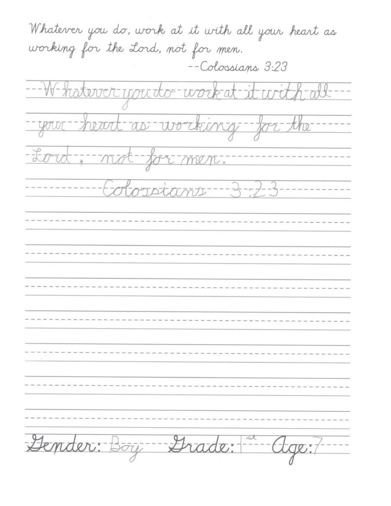 Student Cursive Writing Samples – New American Cursive