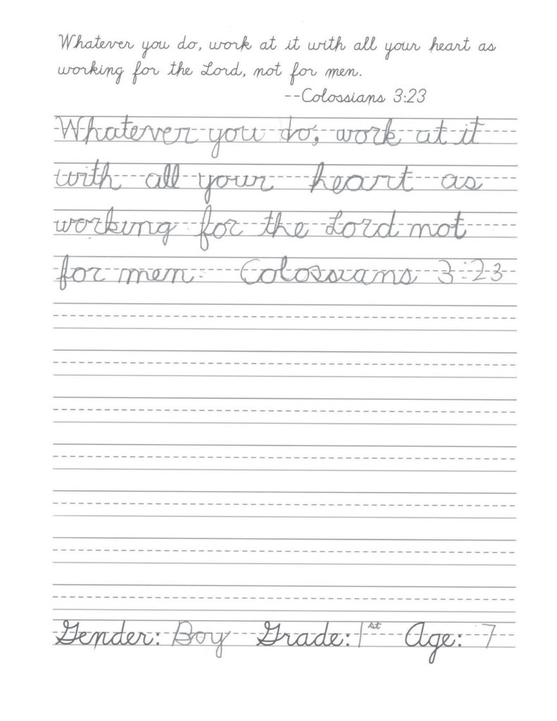Student Cursive Writing Samples – New American Cursive