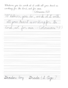 Student Cursive Writing Samples – New American Cursive