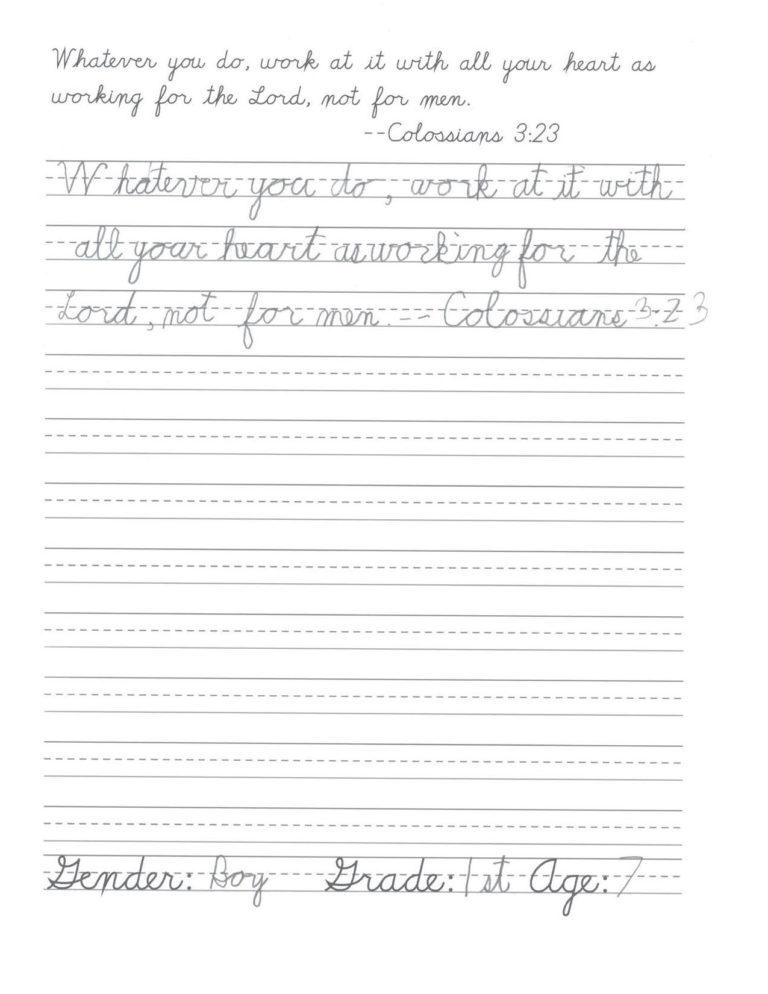 Student Cursive Writing Samples – New American Cursive