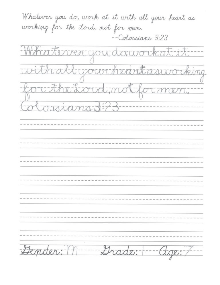 Student Cursive Writing Samples – New American Cursive