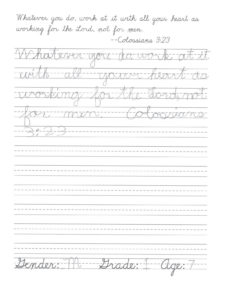 Student Cursive Writing Samples – New American Cursive