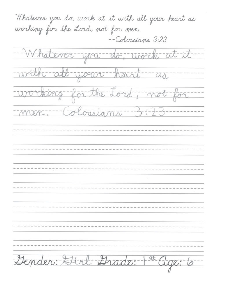 Student Cursive Writing Samples – New American Cursive
