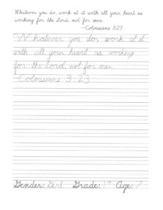 Student Cursive Writing Samples – New American Cursive