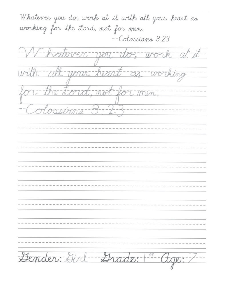 Student Cursive Writing Samples – New American Cursive