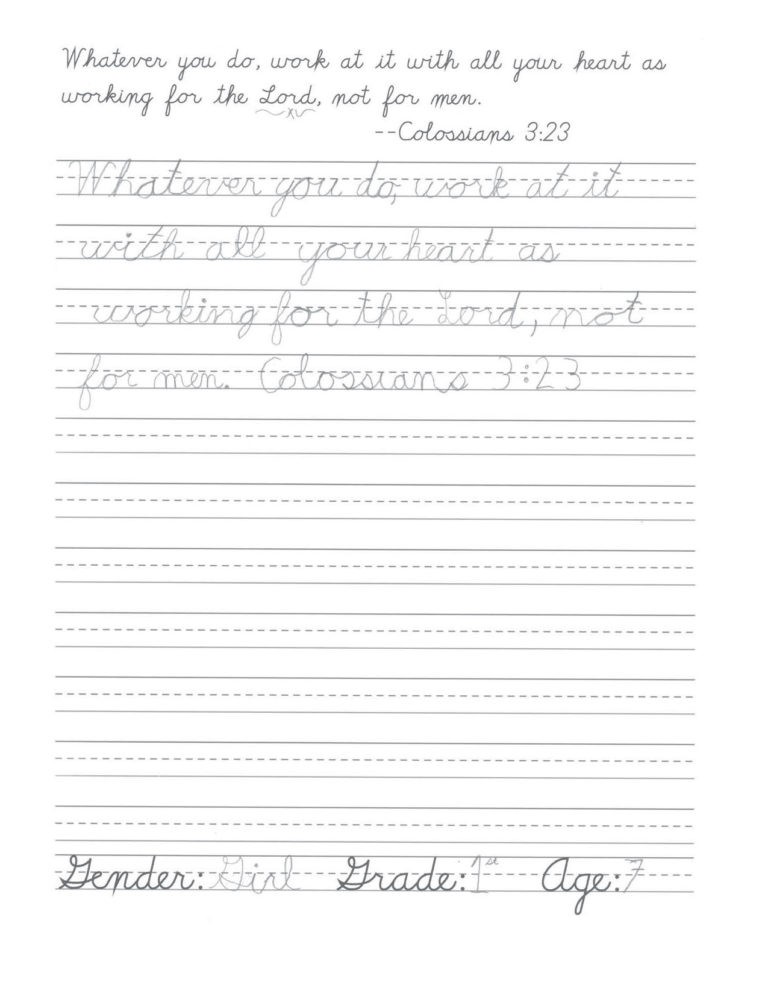 Student Cursive Writing Samples – New American Cursive
