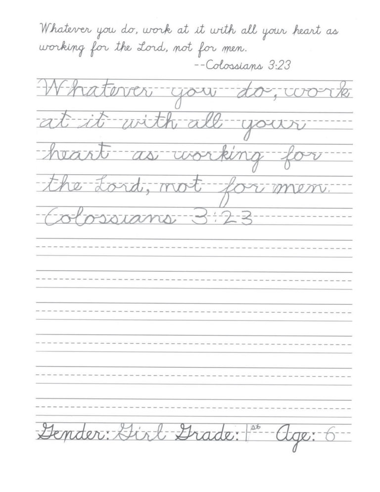 Student Cursive Writing Samples – New American Cursive