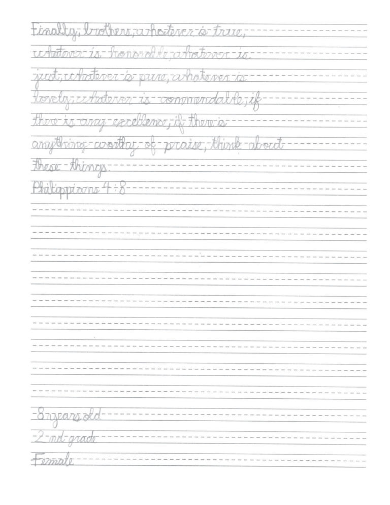 Student Cursive Writing Samples – New American Cursive