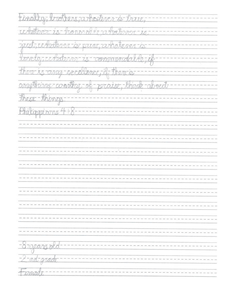 Student Cursive Writing Samples – New American Cursive