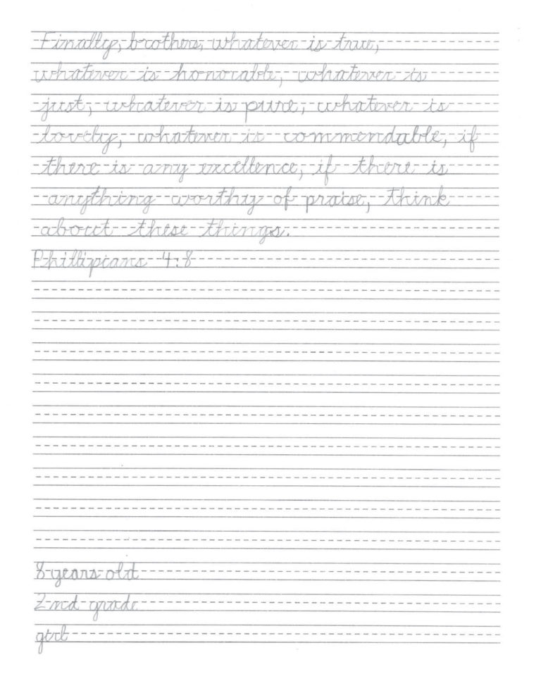 Student Cursive Writing Samples – New American Cursive