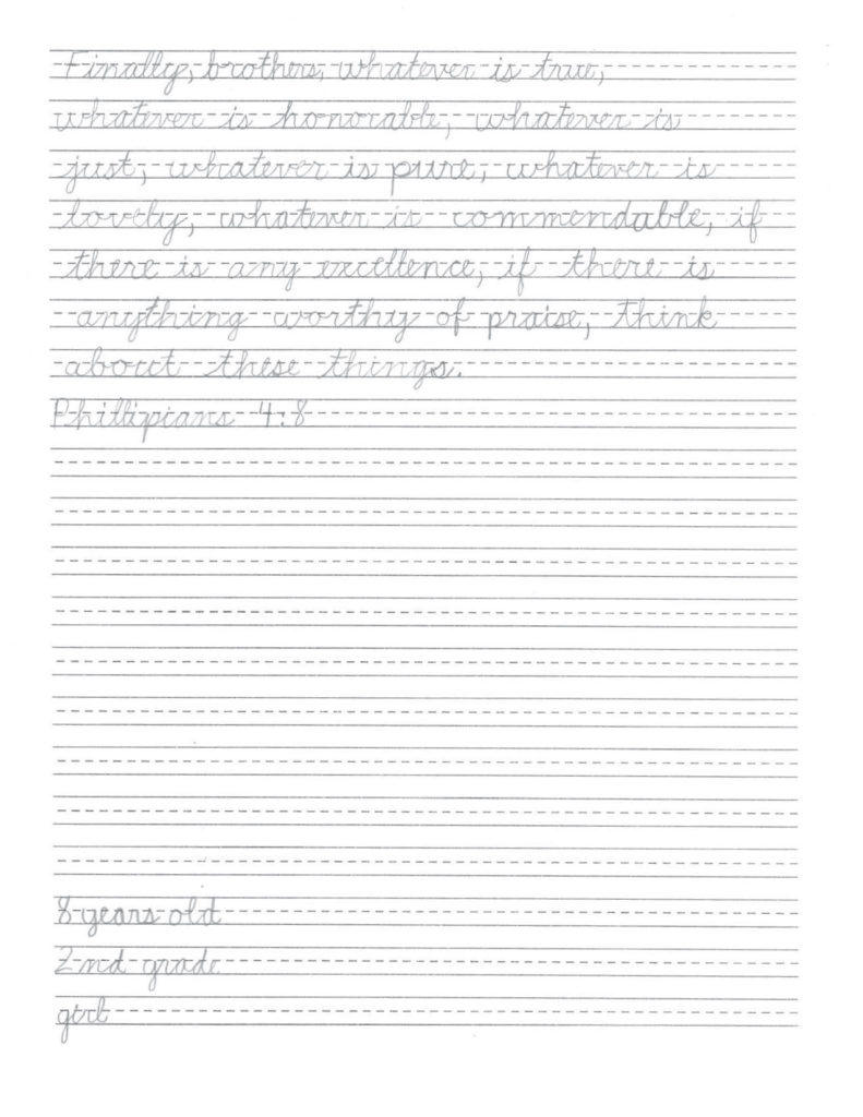 Student Cursive Writing Samples – New American Cursive
