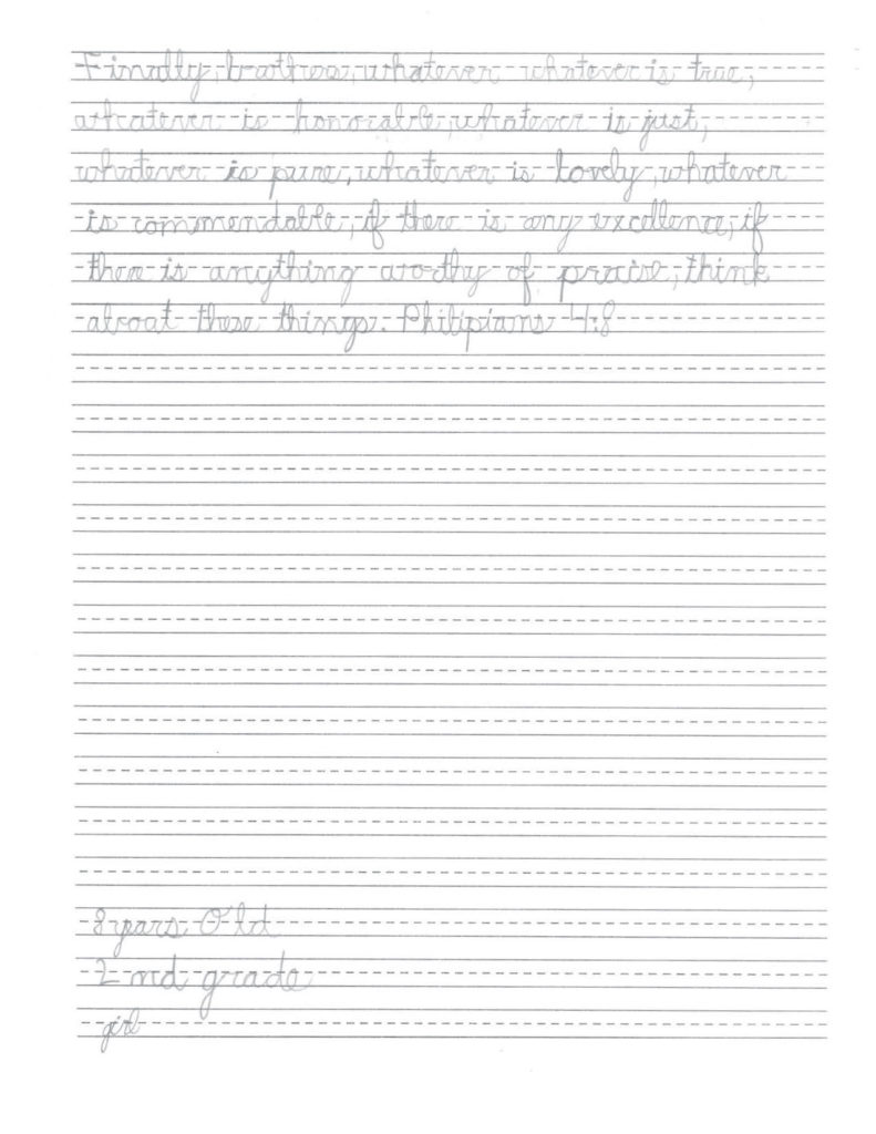 Student Cursive Writing Samples – New American Cursive
