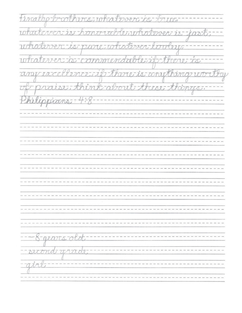 Student Cursive Writing Samples – New American Cursive