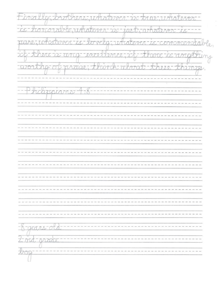 Student Cursive Writing Samples – New American Cursive