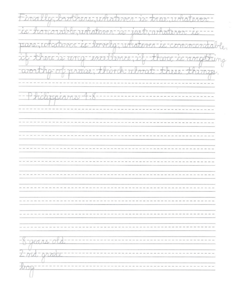 Student Cursive Writing Samples – New American Cursive