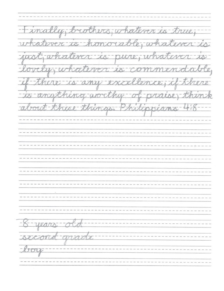 Student Cursive Writing Samples – New American Cursive