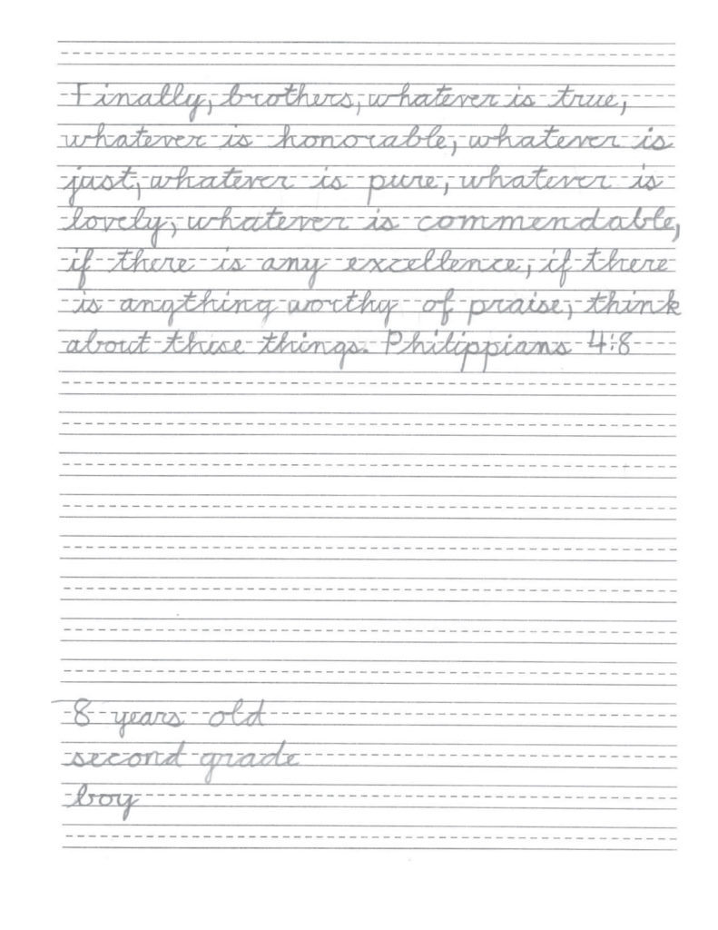 Student Cursive Writing Samples – New American Cursive