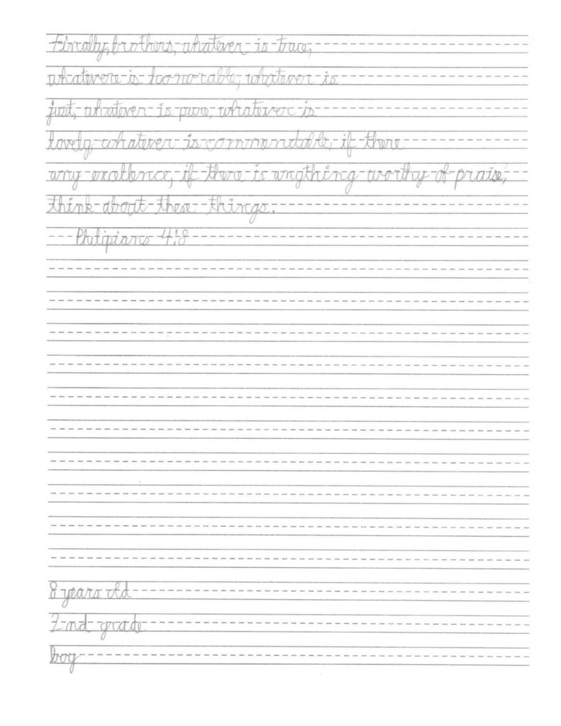 Student Cursive Writing Samples – New American Cursive
