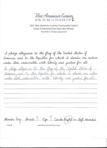 2021 Handwriting Contest Winners – New American Cursive