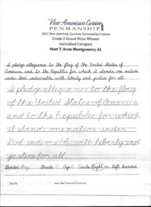 2021 Handwriting Contest Winners – New American Cursive