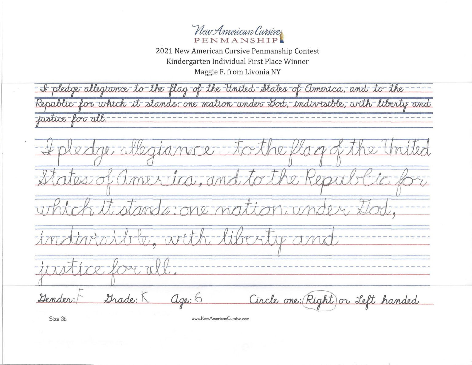2021 Handwriting Contest Winners – New American Cursive