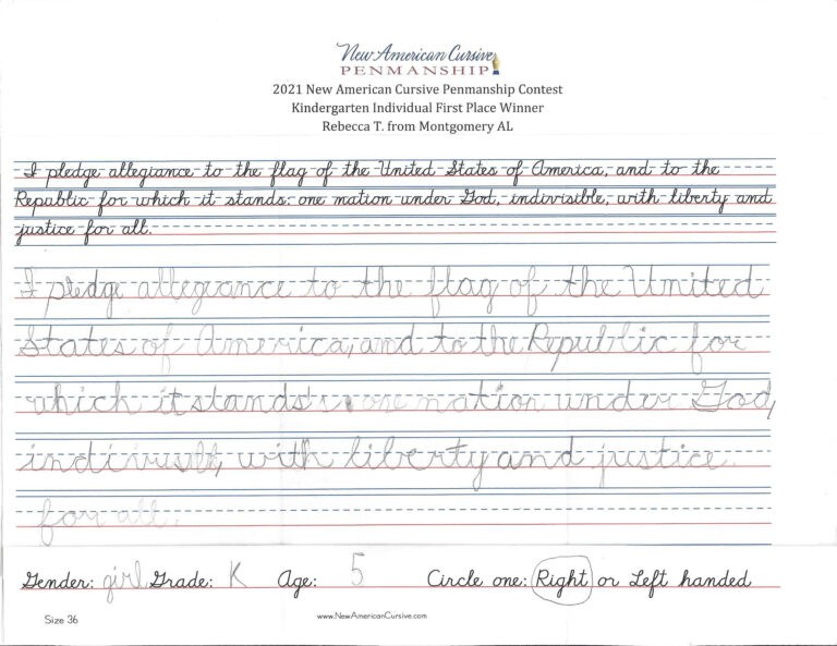 2021 Handwriting Contest Winners – New American Cursive
