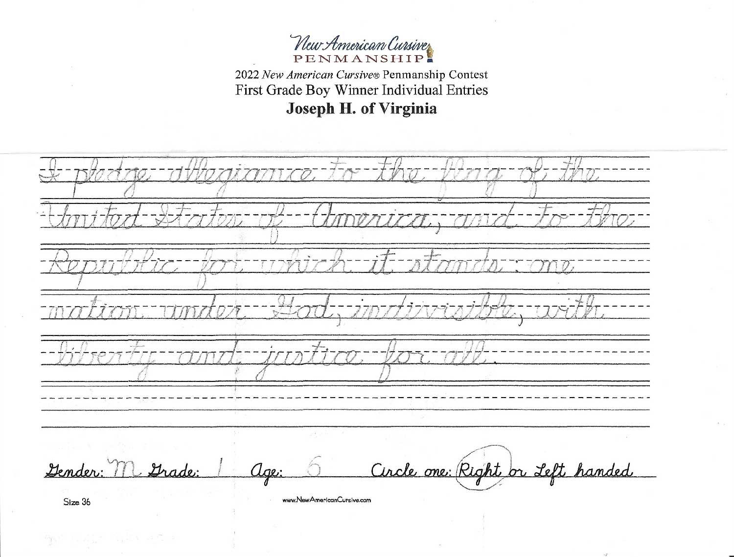 2022 Handwriting Contest Winners – New American Cursive