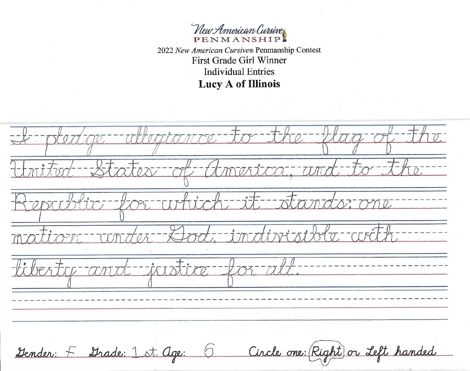 2022 Handwriting Contest Winners – New American Cursive