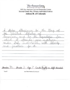 2022 Handwriting Contest Winners – New American Cursive