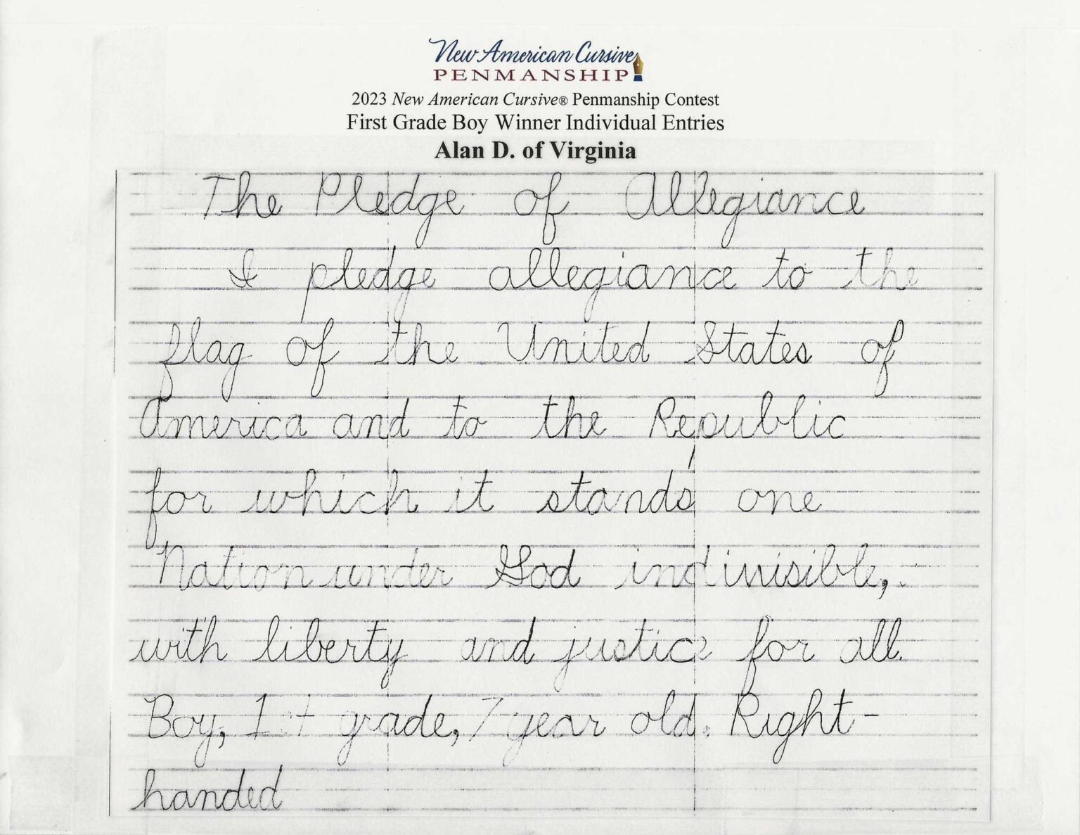 2023 Handwriting Contest Winners – New American Cursive