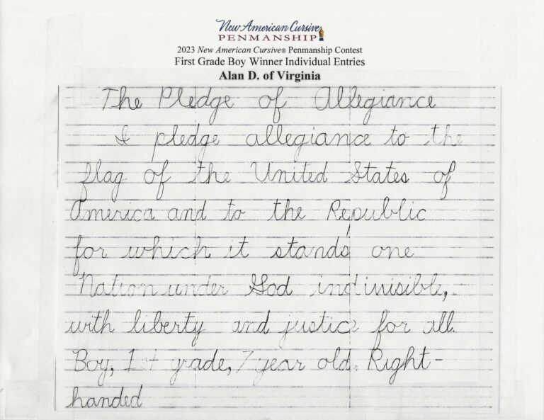 2023 Handwriting Contest Winners – New American Cursive