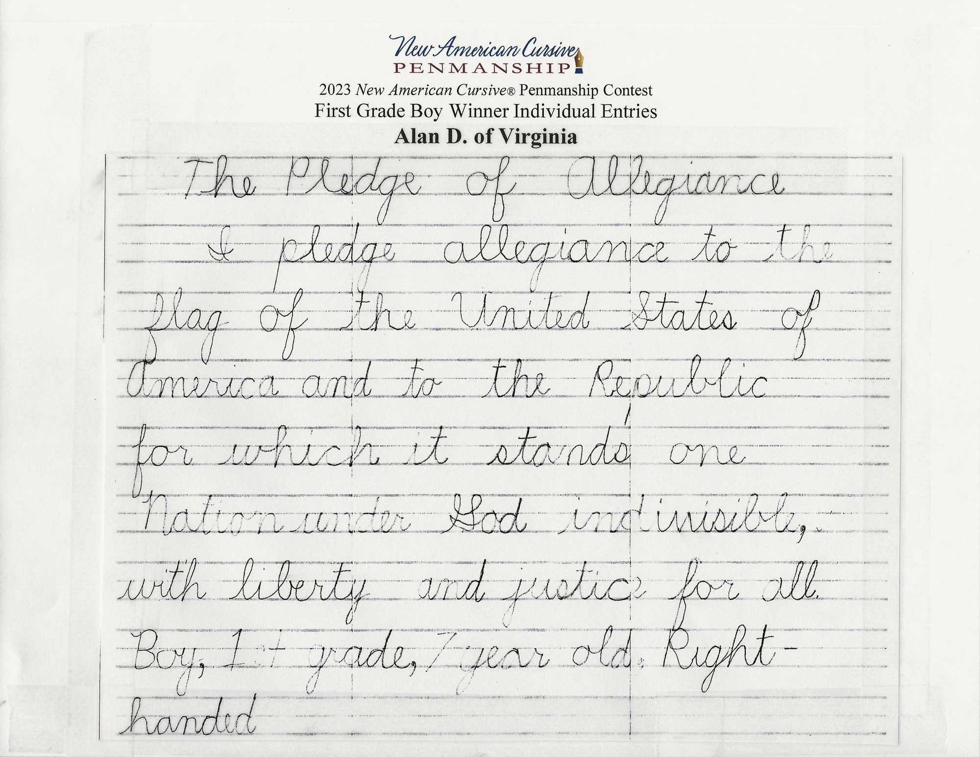 2023 Handwriting Contest Winners – New American Cursive