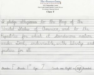2023 Handwriting Contest Winners – New American Cursive