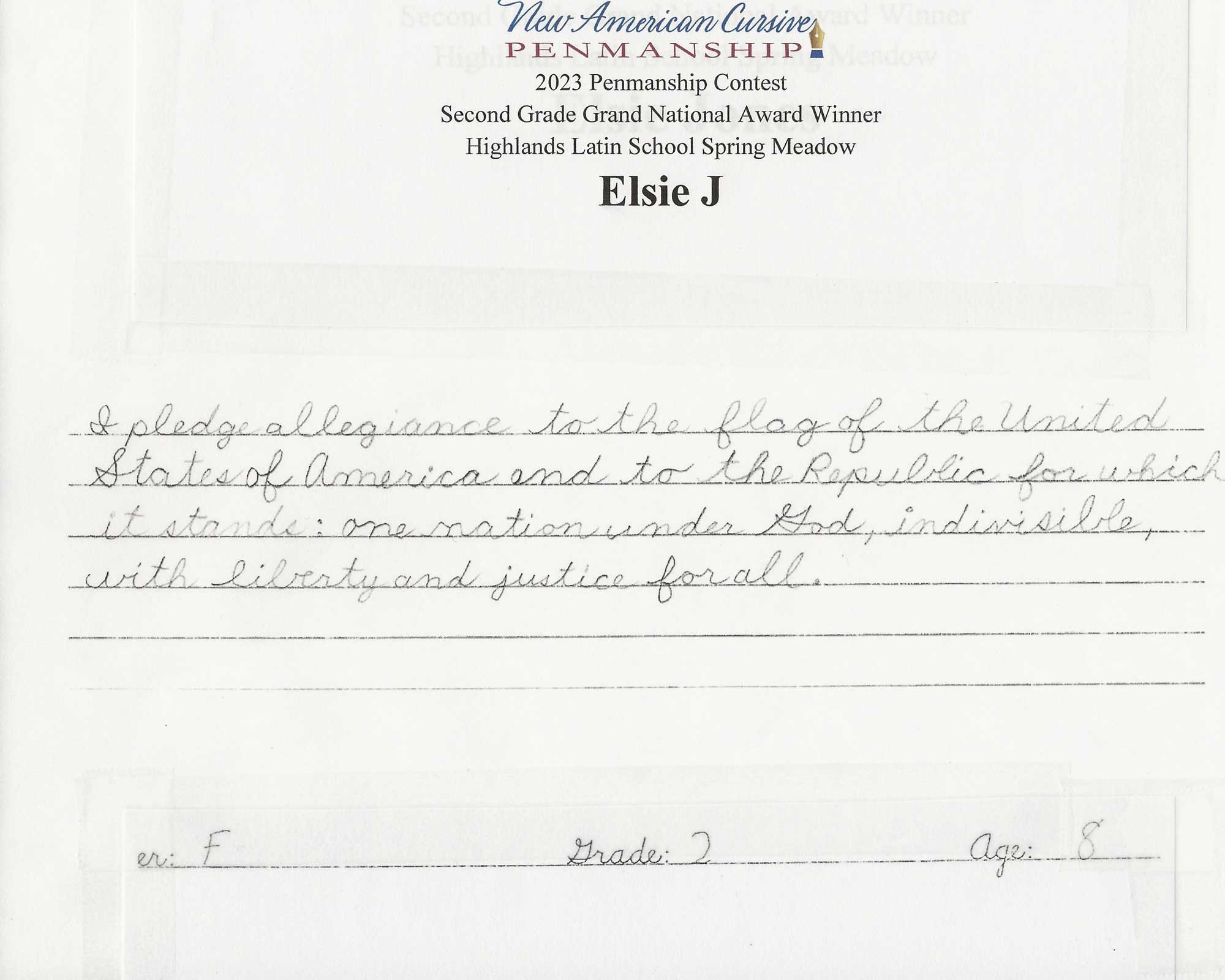 2023 Handwriting Contest Winners – New American Cursive