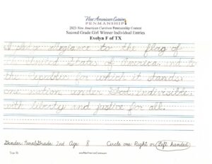 2023 Handwriting Contest Winners – New American Cursive