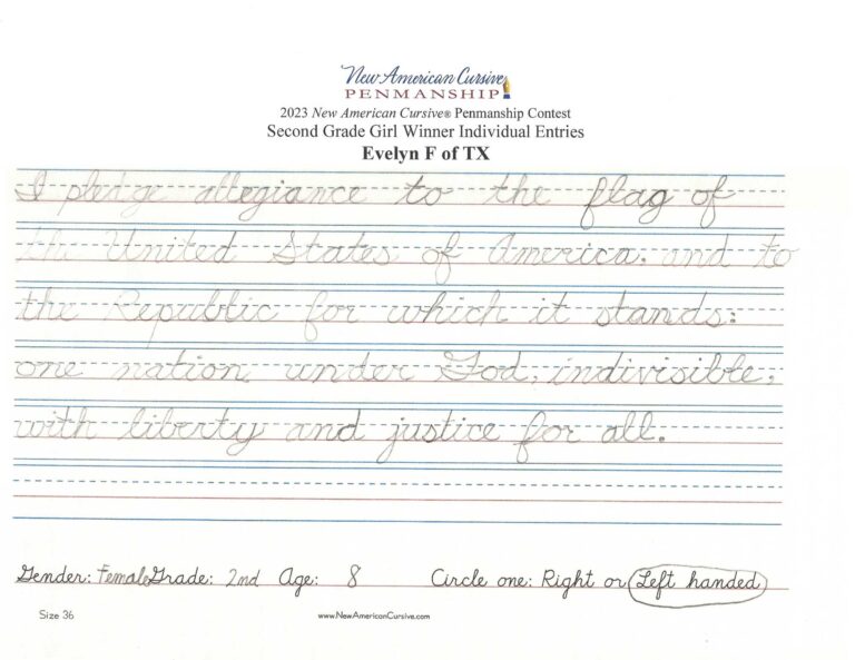2023 Handwriting Contest Winners – New American Cursive