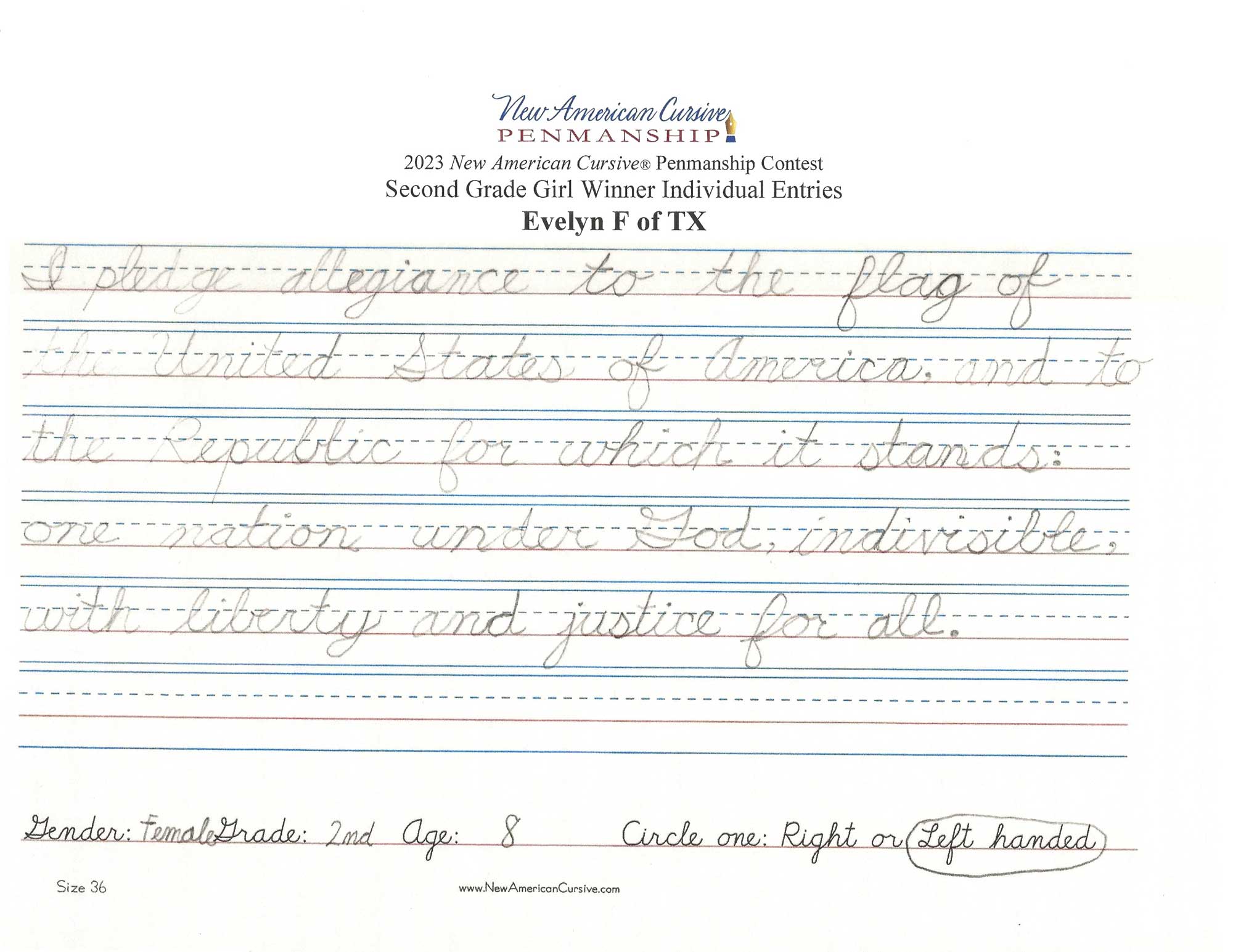 2023 Handwriting Contest Winners – New American Cursive