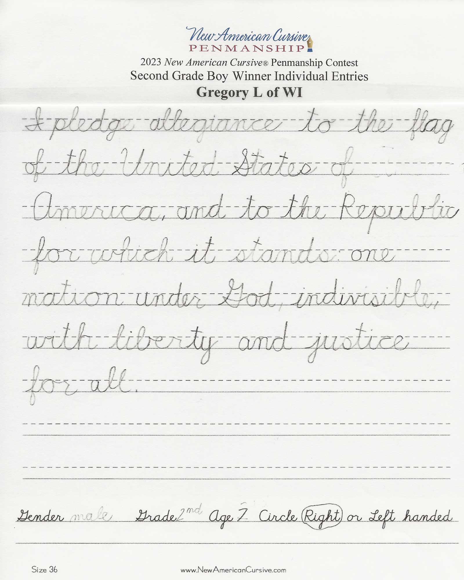 2023 Handwriting Contest Winners – New American Cursive