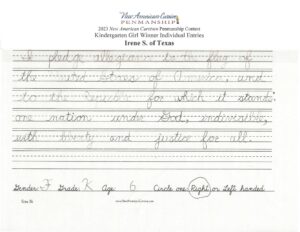 2023 Handwriting Contest Winners – New American Cursive