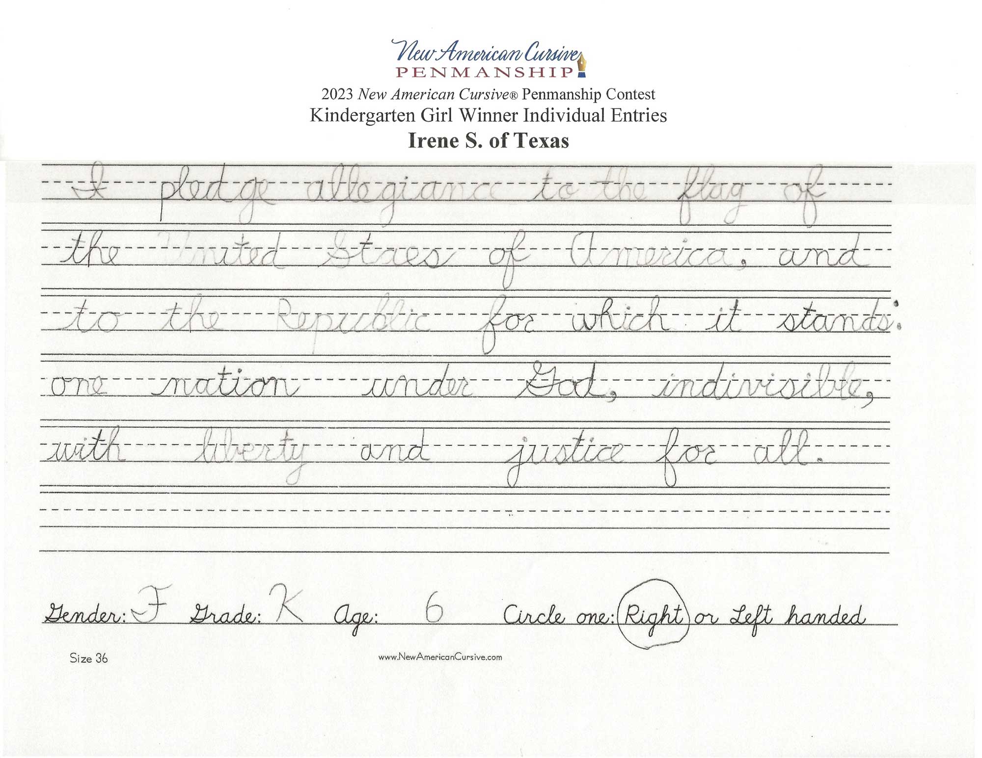 2023 Handwriting Contest Winners – New American Cursive