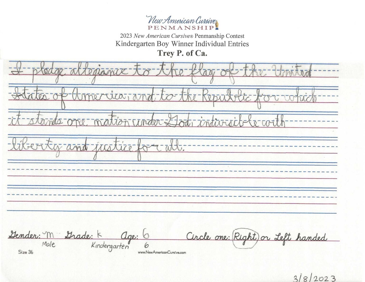 2023 Handwriting Contest Winners – New American Cursive