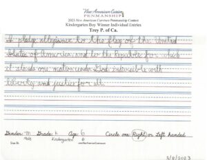 2023 Handwriting Contest Winners – New American Cursive